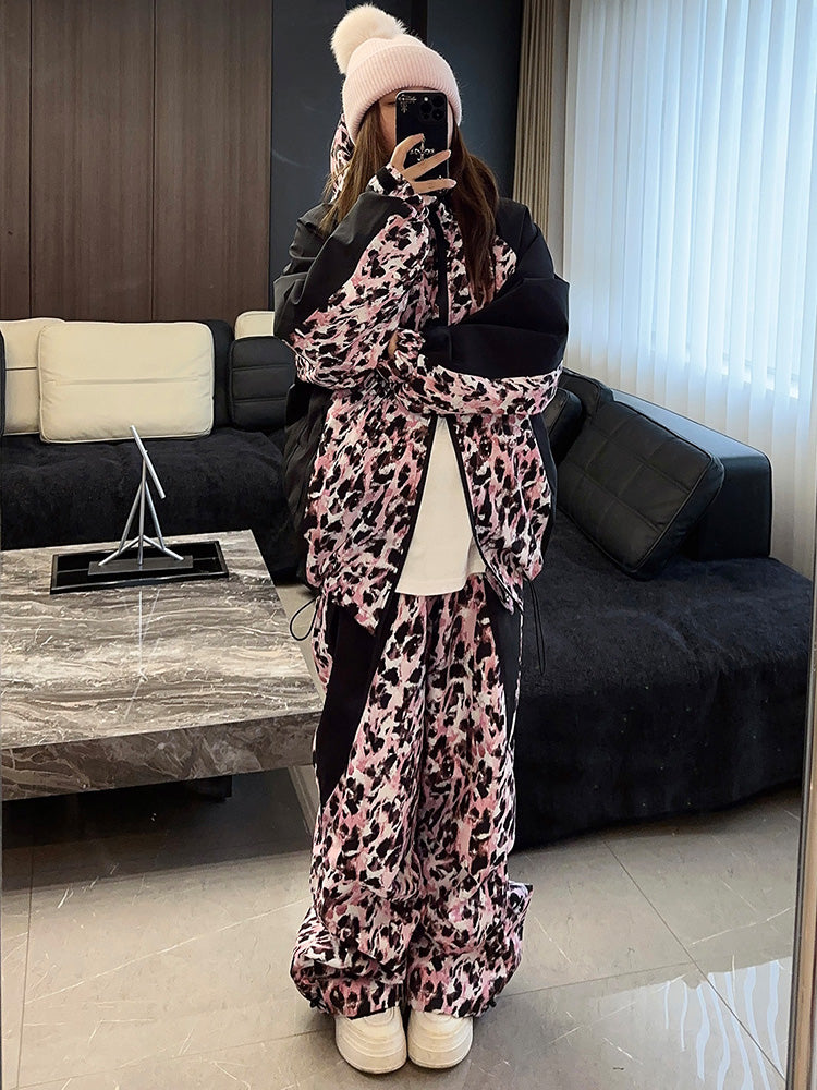 Women's First Encounter Blizzard Babe Leopard Pink Baggy Snow Suit ...