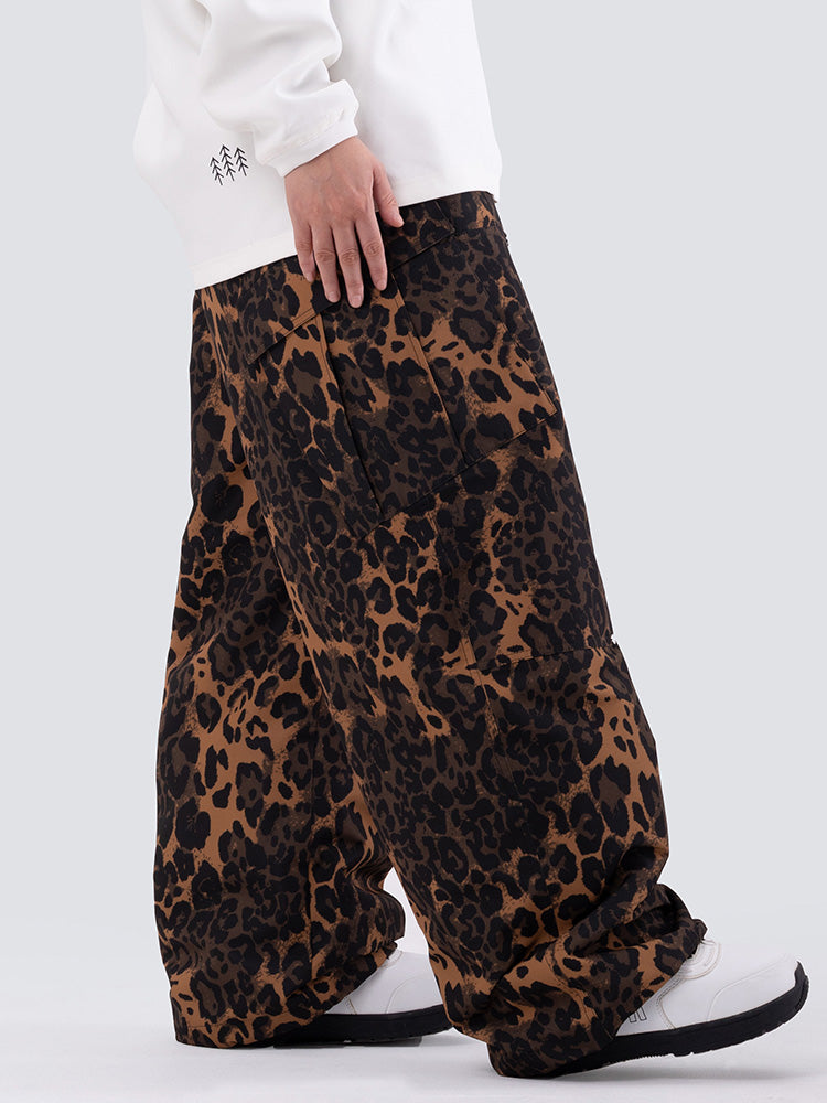 Women's Double Knee Mountain Freestyle Leopard Baggy Snow Pants ...
